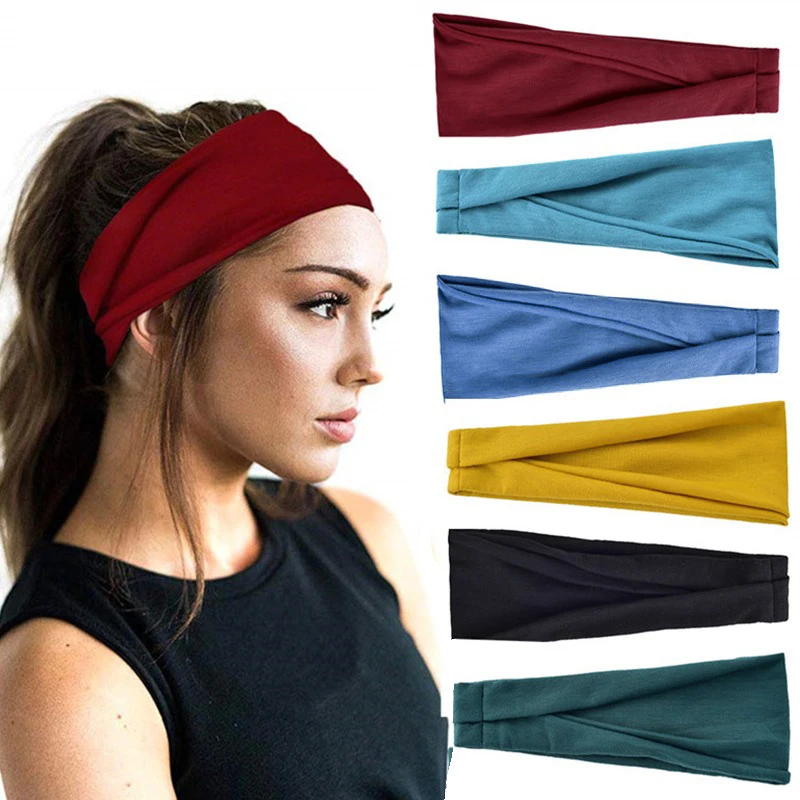 Women-Solid-Color-Headband-Turban-Elastic-Hair-Bands-Yoga-Hairband ...
