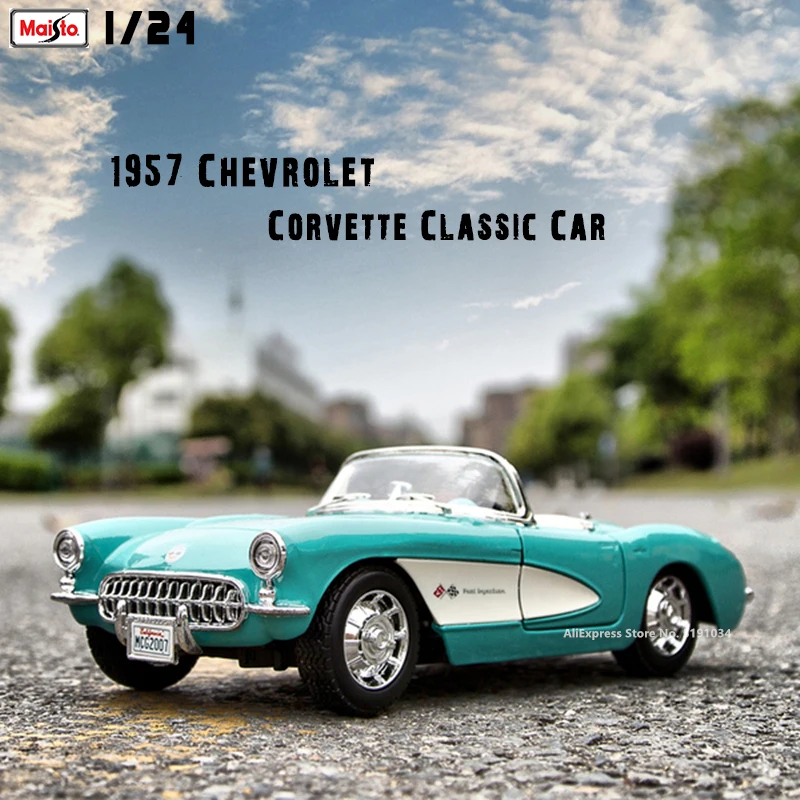 Maisto 1:24 1957 chevrolet corvette clássico carro stingray coupe liga ...