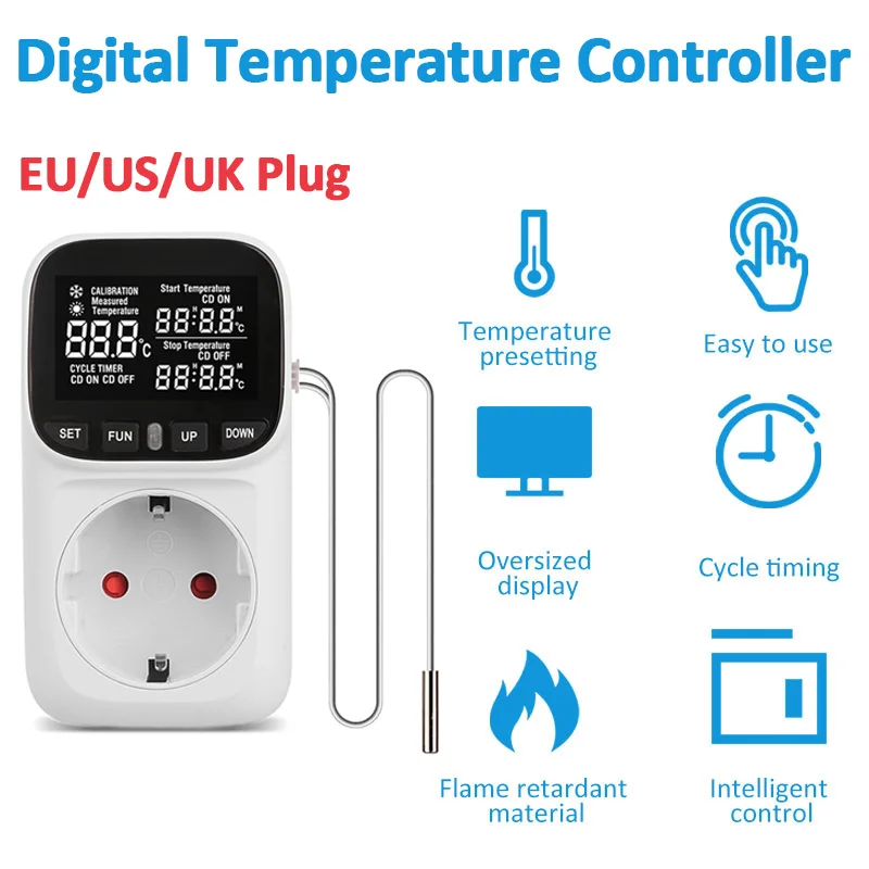 LCD-Digital-Display-Thermostat-Temperature-Controller-Socket-16A-EU-US-UK-Plug-High-Precision ...