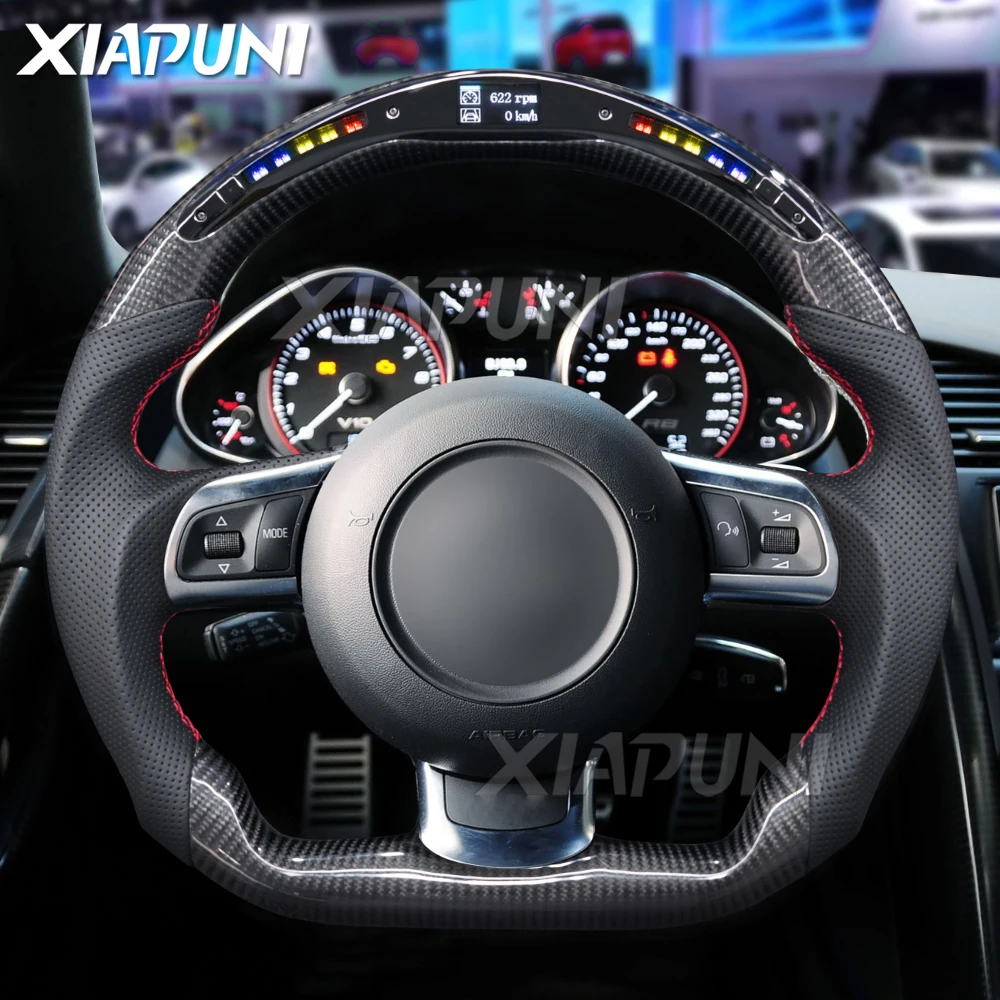 LED Carbon Fiber Steering Wheel For Audi R8 TTS TT 2007-2016 Paddle ...