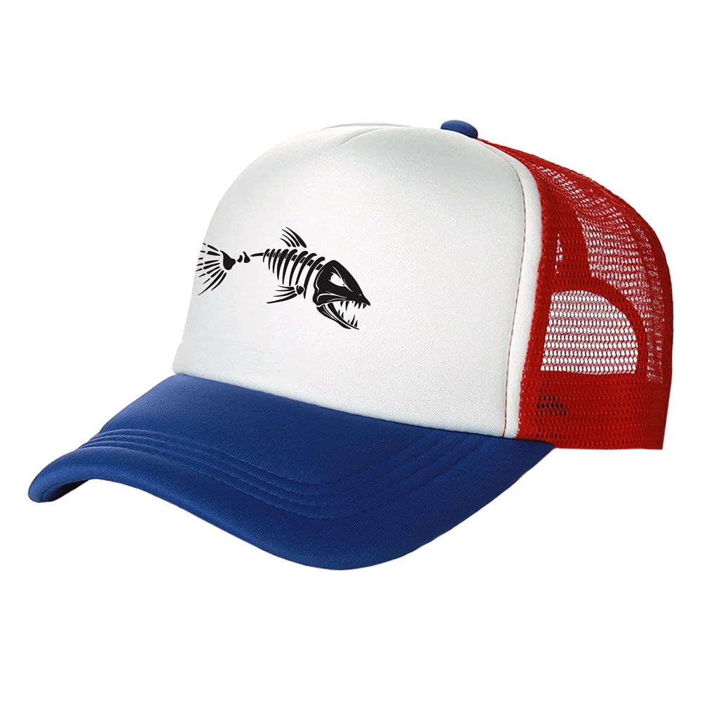 Fishbone Trucker Cap Men Fishing Skeleton Fish Bone Baseball Caps ...