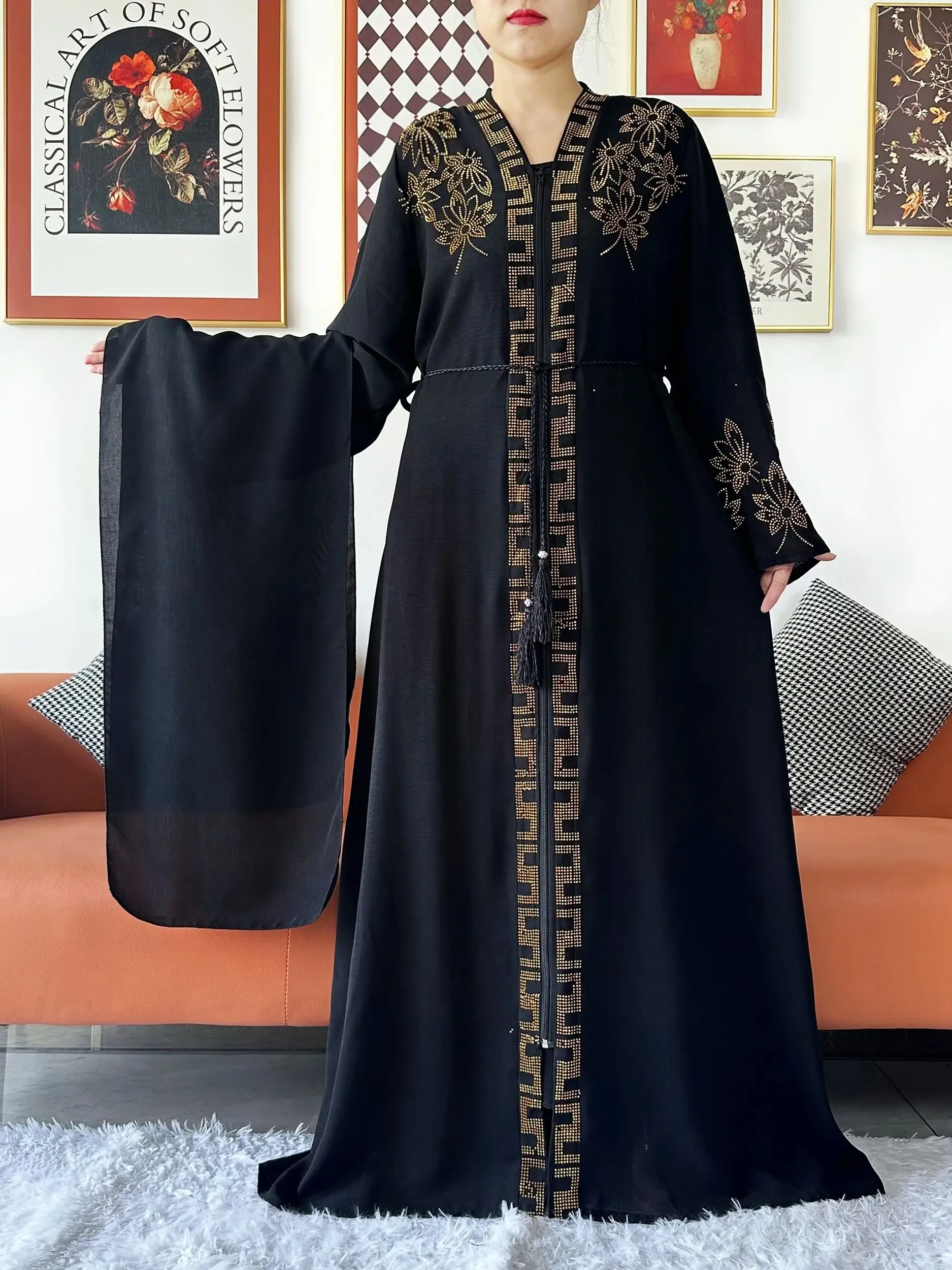 Abaya-Robe-d-t-l-gante-en-mousseline-de-soie-pour-femmes-manches ...