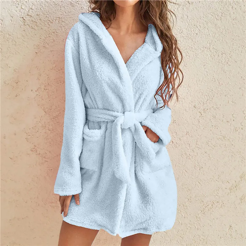 Women-Solid-Hooded-Robe-Coral-Velvet-Bathrobe-Cute-Warm-Cartoon-Robe ...