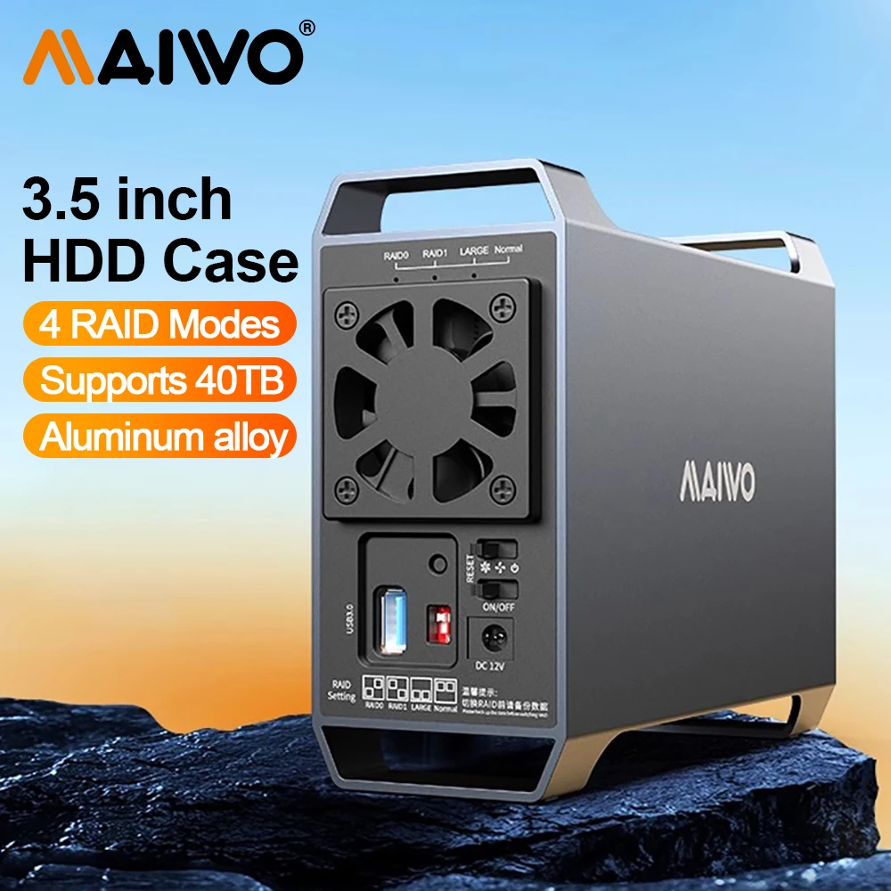 MAIWO-3-5-inch-Disk-Array-Hard-Drive-Box-Dual-Bay-RAID-Array-Box-SATA ...