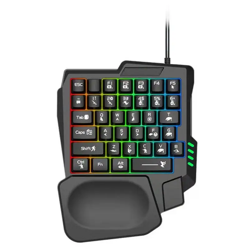 Left Hand Gamings Mini Keyboard Wired RGB Backlit 35 Keys Half Keypad ...