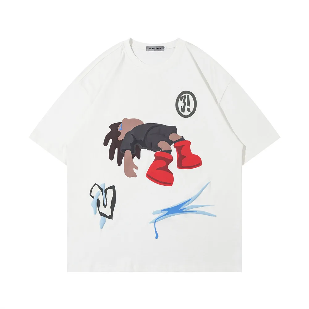 Pure-Cotton-Short-Sleeve-T-shirt-Gym-Comfortable-Y2k-Tops-Personality ...