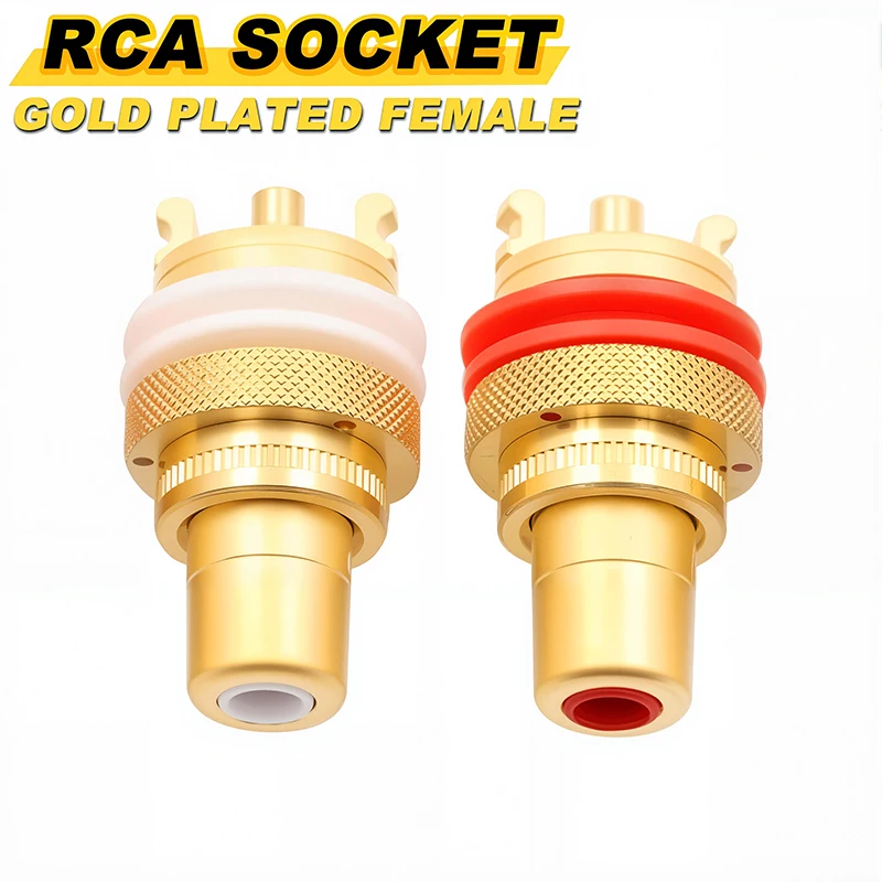 2PCS RCA Jack Plug Copper Gold Plated CMC RCA Socket For Speakers ...