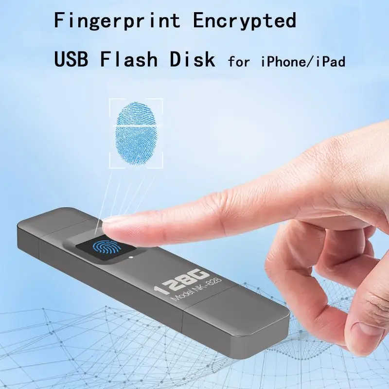 Fingerprint Encrypted USB Flash Drive 64/128/256/512G High-speed Transfer Metal Flash ...