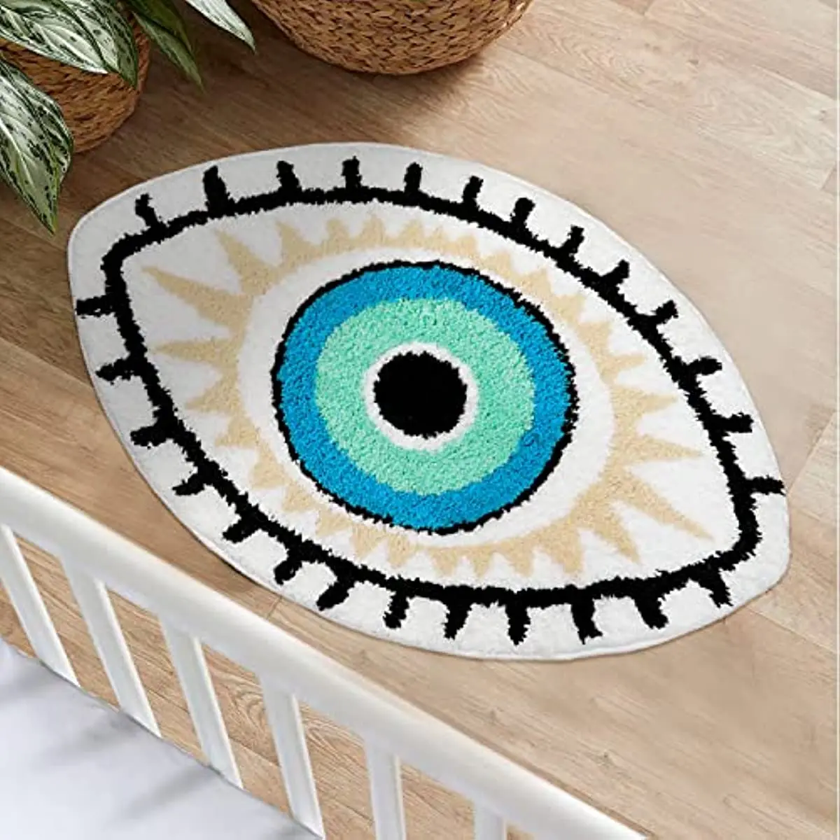 White-Evil-Eye-Rug-Bath-Mat-Non-Slip-Kitchen-Mat-Absorbent-Tufted-Kids ...