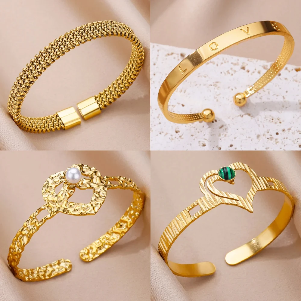 Pulsera-de-punto-de-acero-inoxidable-para-mujer-brazalete-de-Color ...
