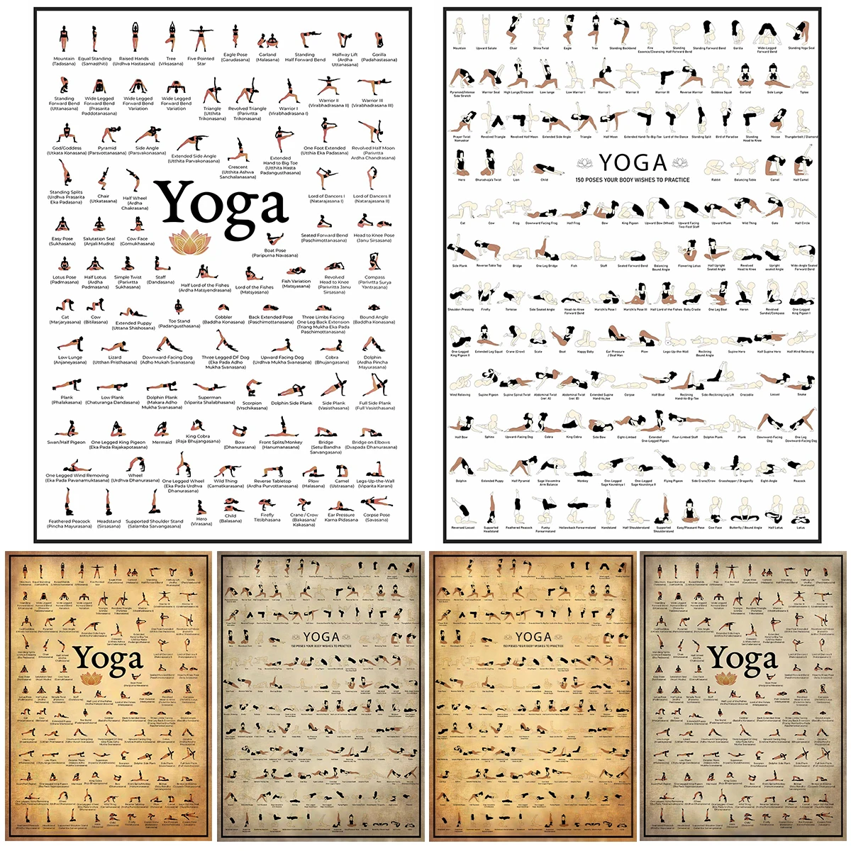 Mulher yoga move lótus impressão em tela cartaz moderno e minimalista ...