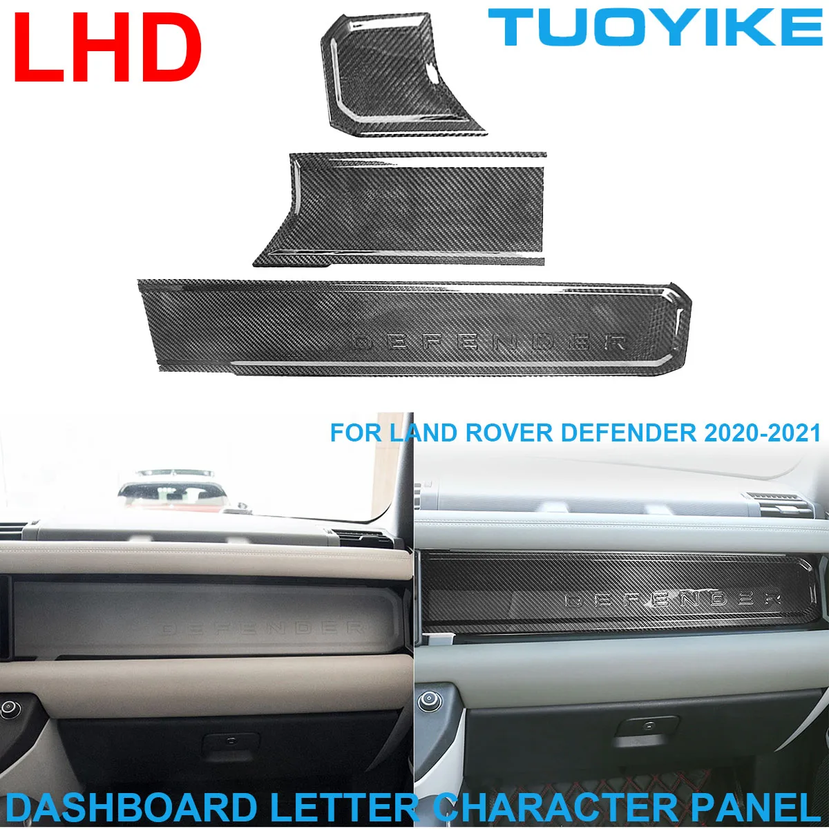 Car Real Dry Carbon Fiber Console Dashboard Letter Character Defender ...