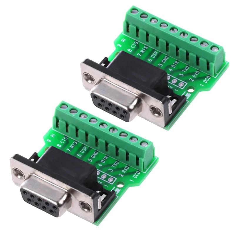2X DB9 RS232 직렬 단자 암 어댑터 커넥터 브레이크 아웃 보드 검정 + 녹색| | - AliExpress
