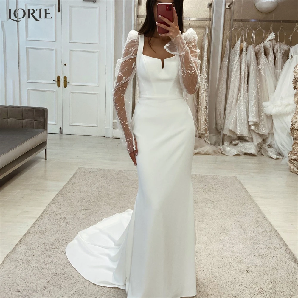 LORIE-Luxury-Mermaid-Wedding-Dresses-Cap-Sleeves-Elastic-Satin-Bodycon ...