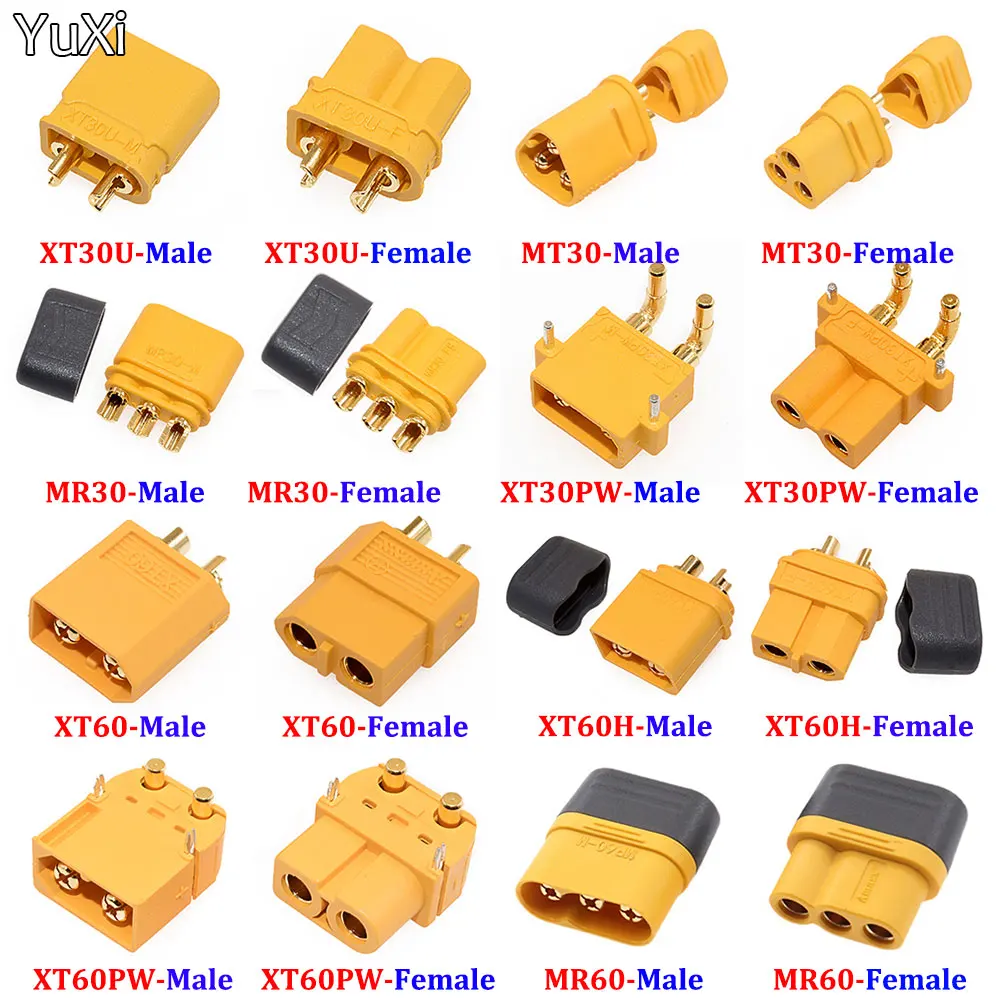 YUXI T 타입 플러그 리튬 배터리 소켓 커넥터, XT90 XT60 XT60H XT30 XT30U MR30 MR60 MT30 MT60 XT60H XT60W XT60PW ...