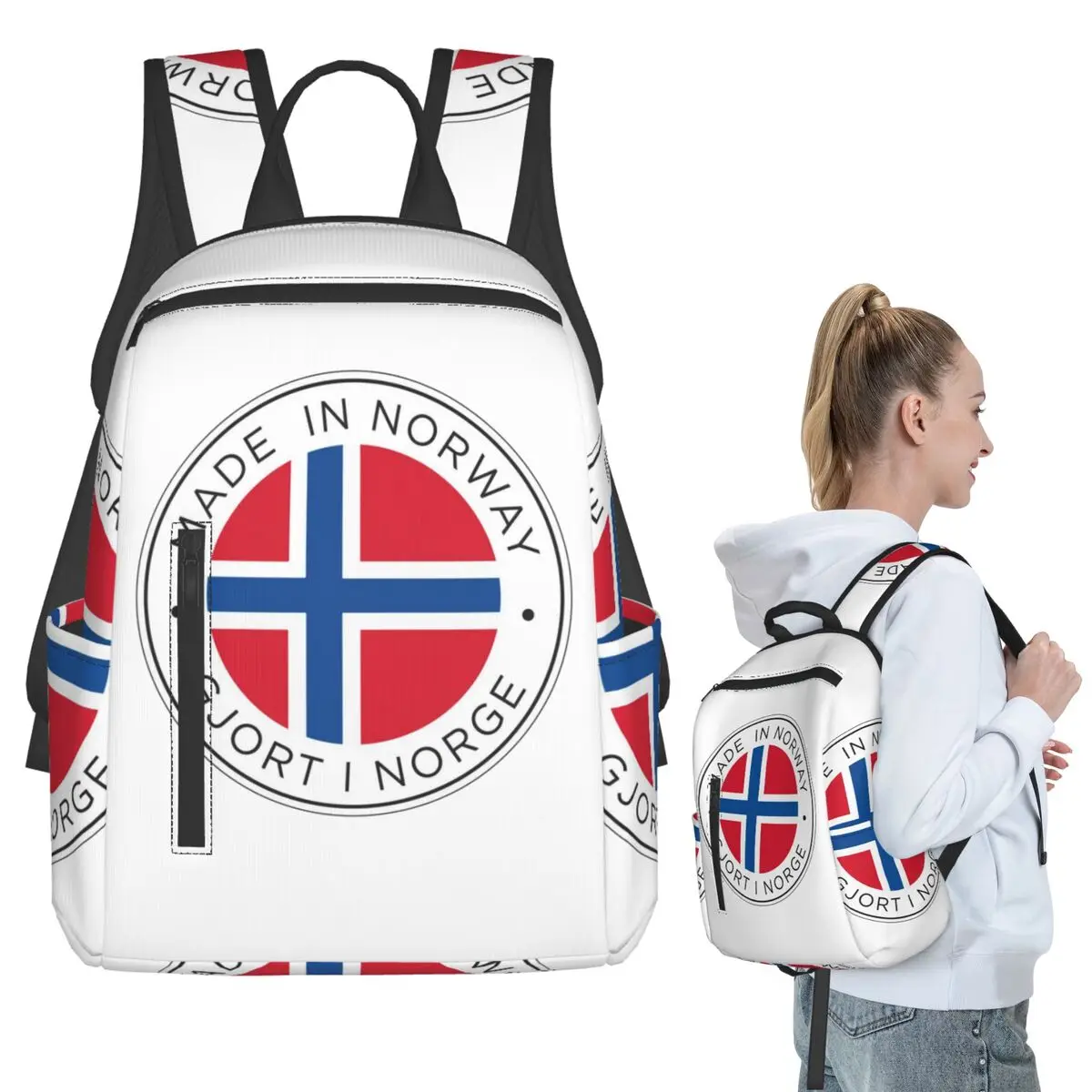 Norway Flag Backpack Student BookBag Kids School Bag Laptop Shoulder ...