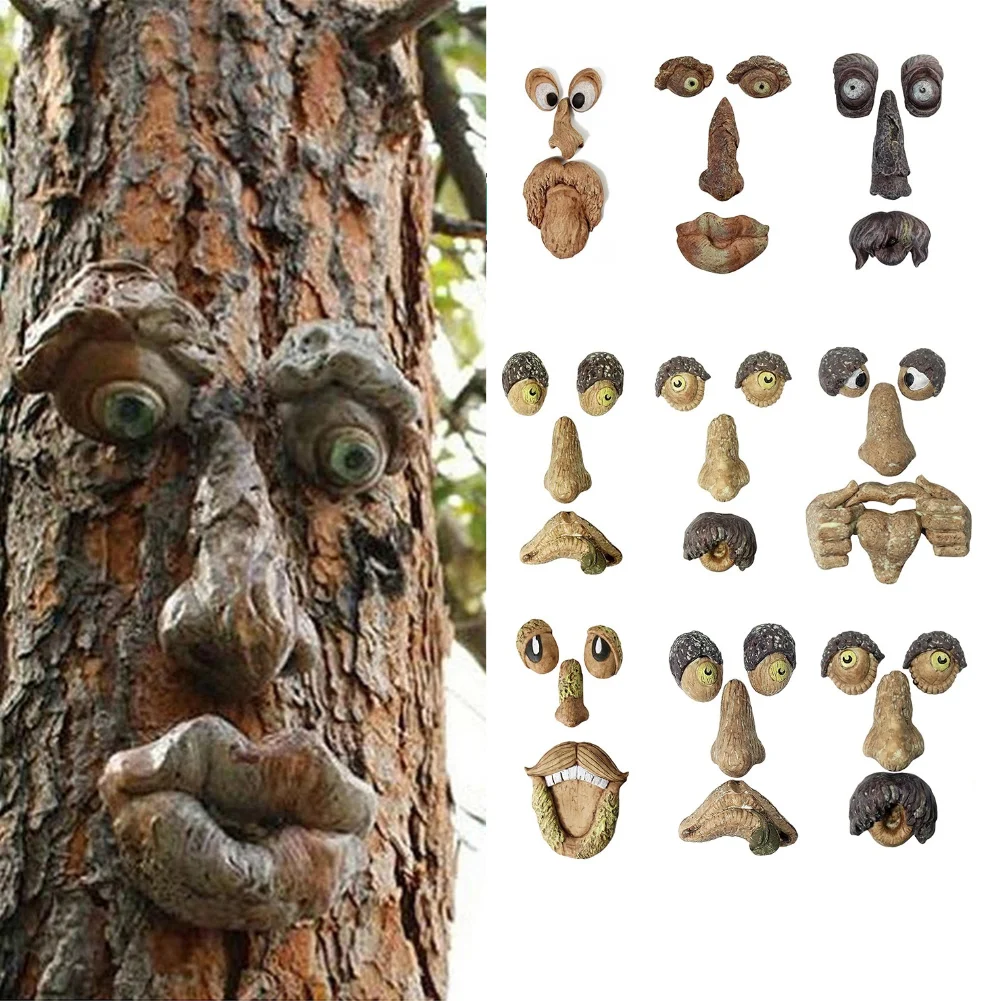 DIY-Resin-Tree-Monsters-Face-Creative-Chic-Bark-Face-Decoration-Holiday ...