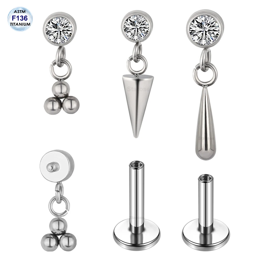 Real-Titanium-Nose-Rings-Spiker-Water-Drop-ASTM-F136-Titanium-Lobe ...