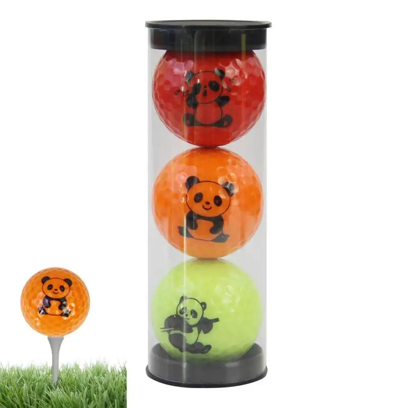 3-Pc-Cute-Cartoon-Panda-Golf-Ball-Double-Layer-Synthetic-Rubber-Golf ...