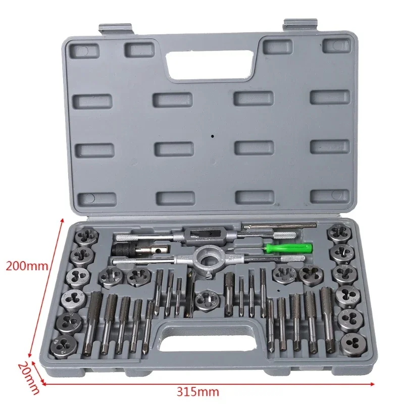40Pcs-Tap-Die-Set-Hand-Thread-Plug-Taps-Hand-Threading-Tool-Screw ...