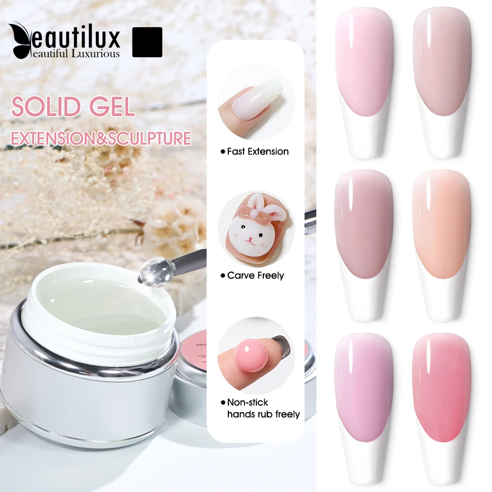 Beautilux Solid Builder Nail Gel 50g Stickyless Construction Pink Milky Camouflage French UV Gel ...