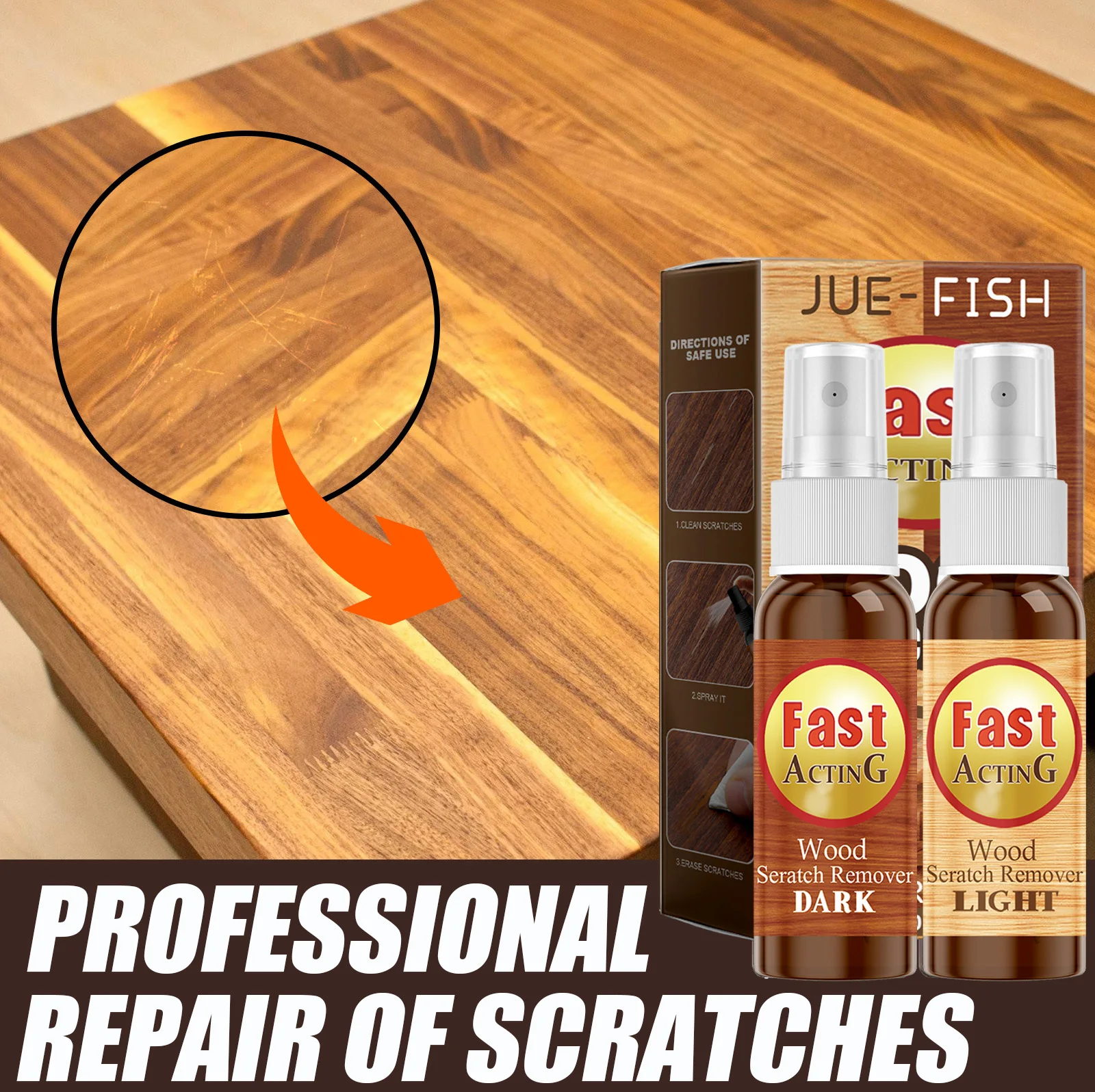 JUE-FISH Wood Floor Scratch Repair Spray Kit For Hardwood Laminate ...