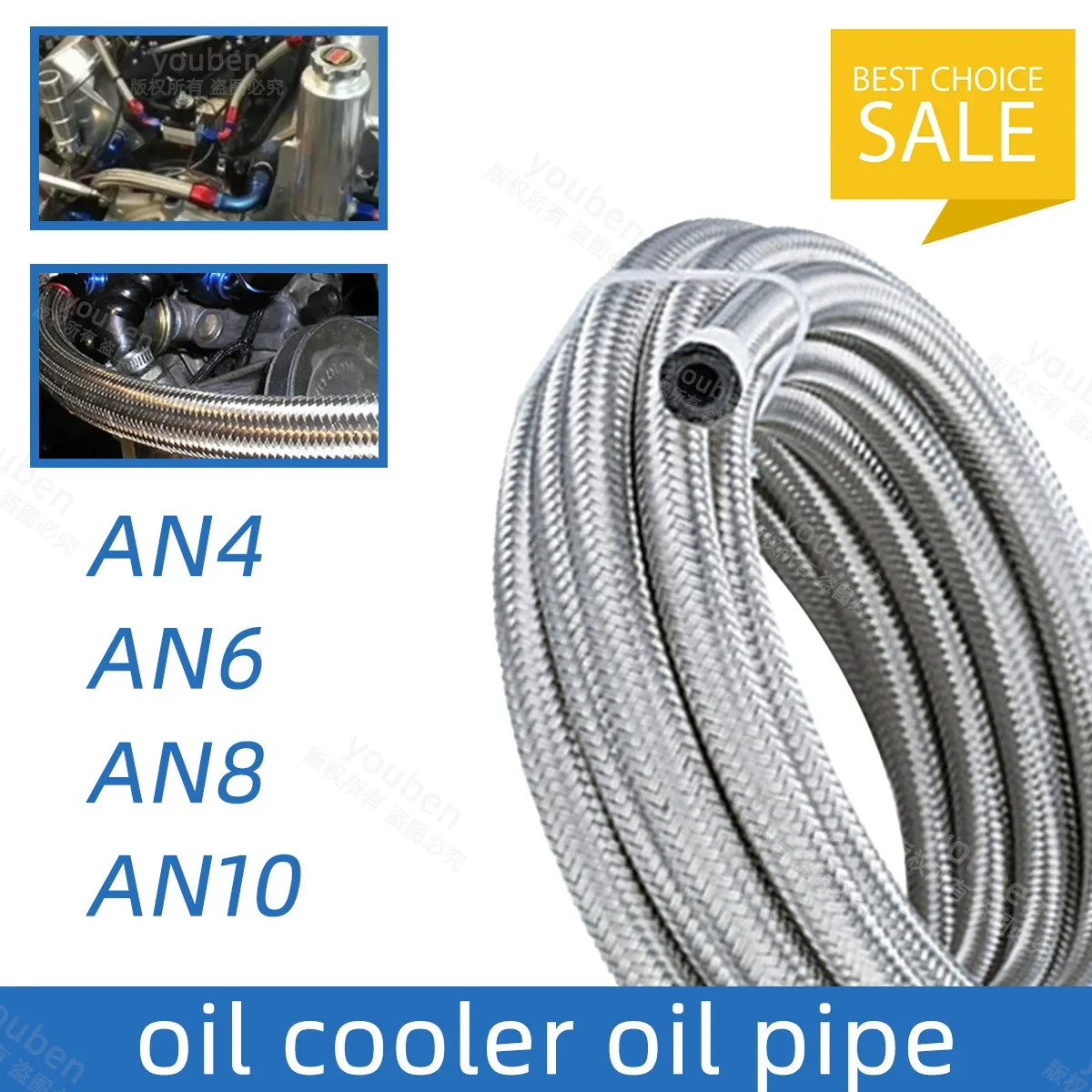 AN4-AN6-AN8-AN10-AN12-Universal-Car-Fuel-Hose-Oil-Gas-Line-Nylon-Steel ...