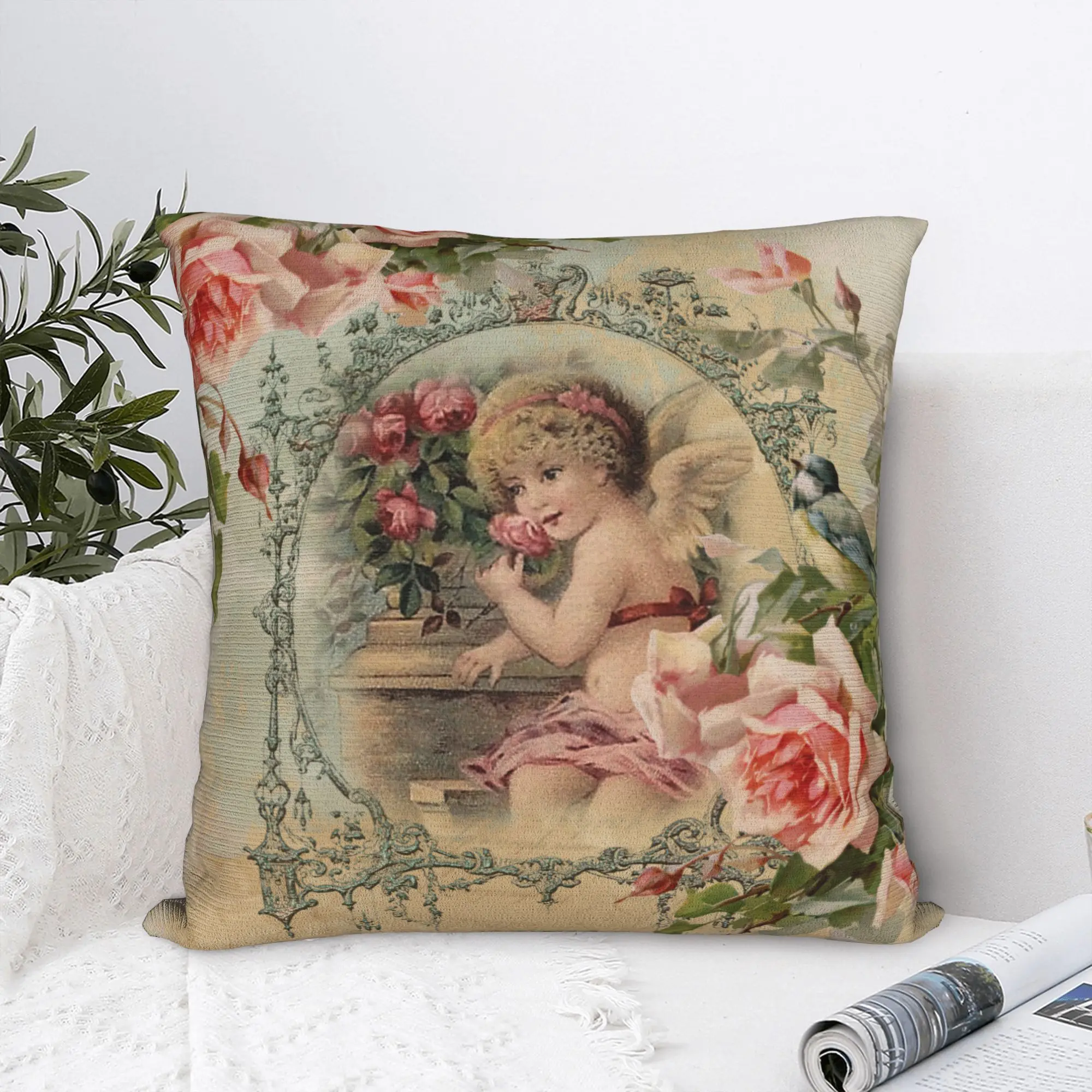 Victorian Angel Christmas Pillowcase Printed Polyester Cushion Cover ...