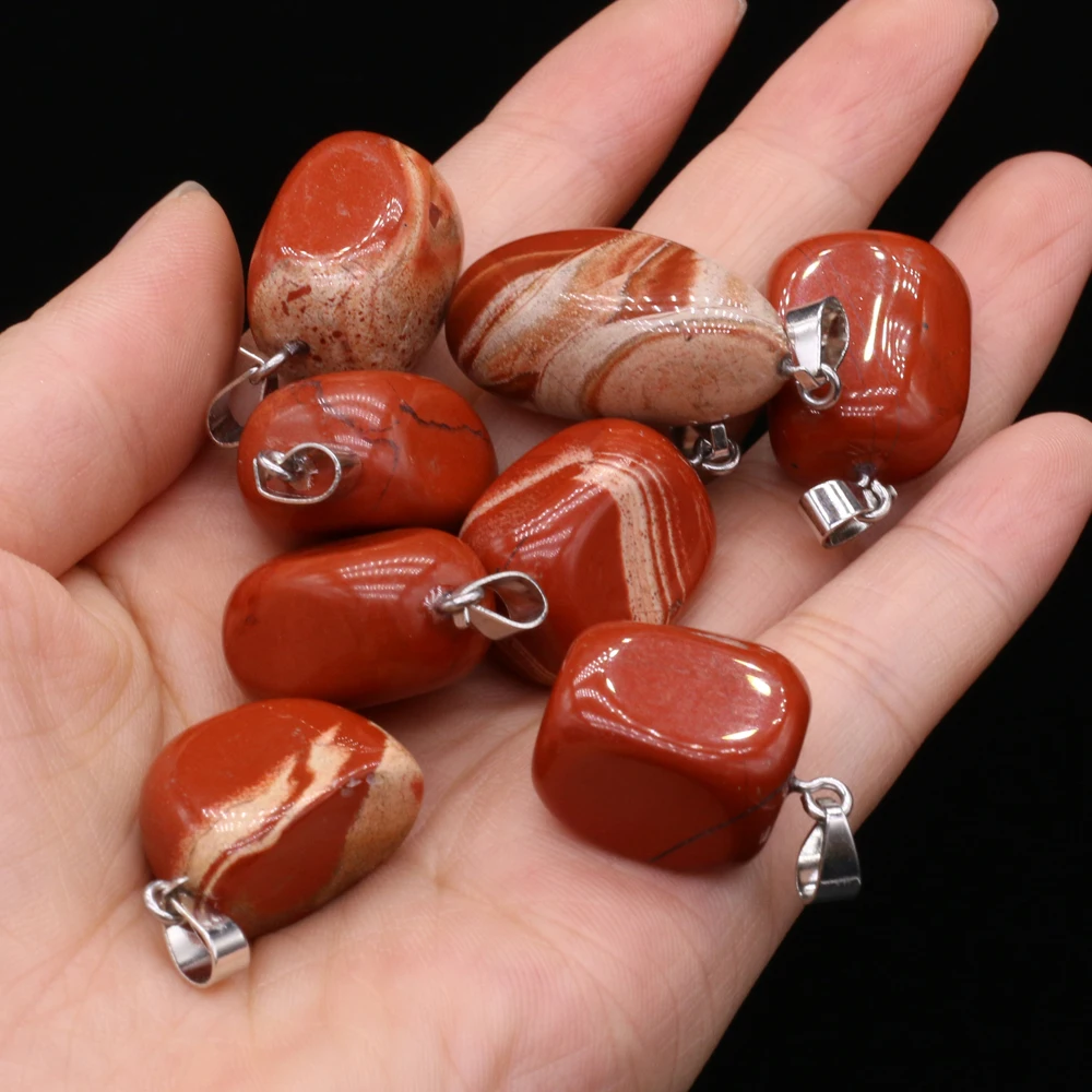 Piedras-naturales-de-jaspe-rojo-para-mujer-colgante-Irregular-de ...