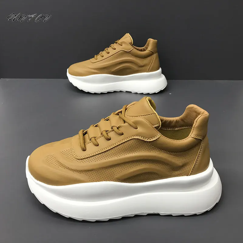 Chunky Sneakers Men Soft Sole Running Shoes Fashion Casual Genuine ...