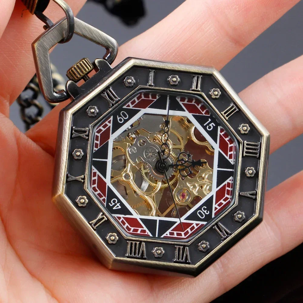 Casual Fashion New Bronze Octagonal Design Steampunk Chain Mechanical ...