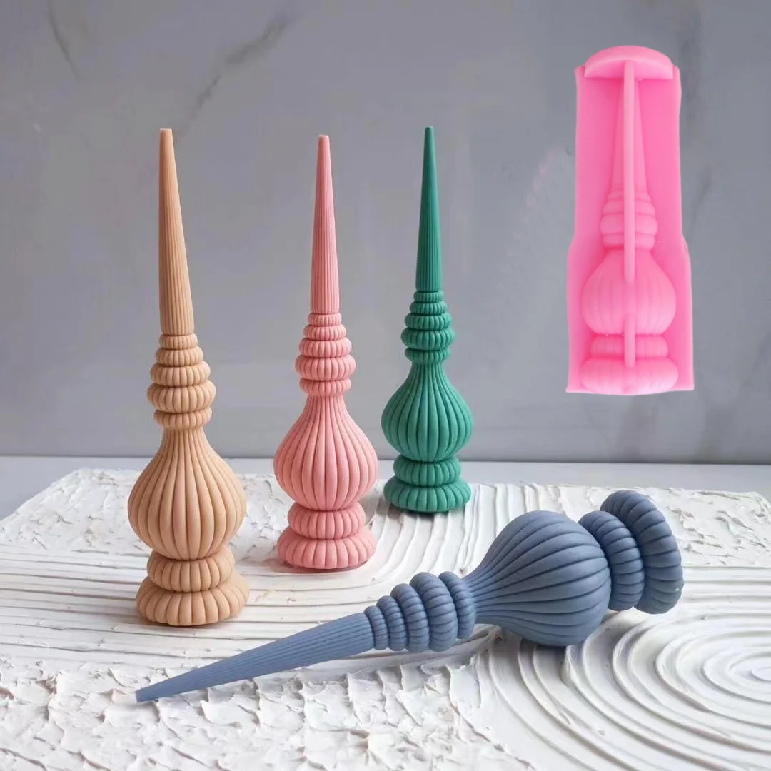 DIY-Tall-Ribbed-Pillar-Candle-Molds-Taper-Spiral-Silicone-Mould ...