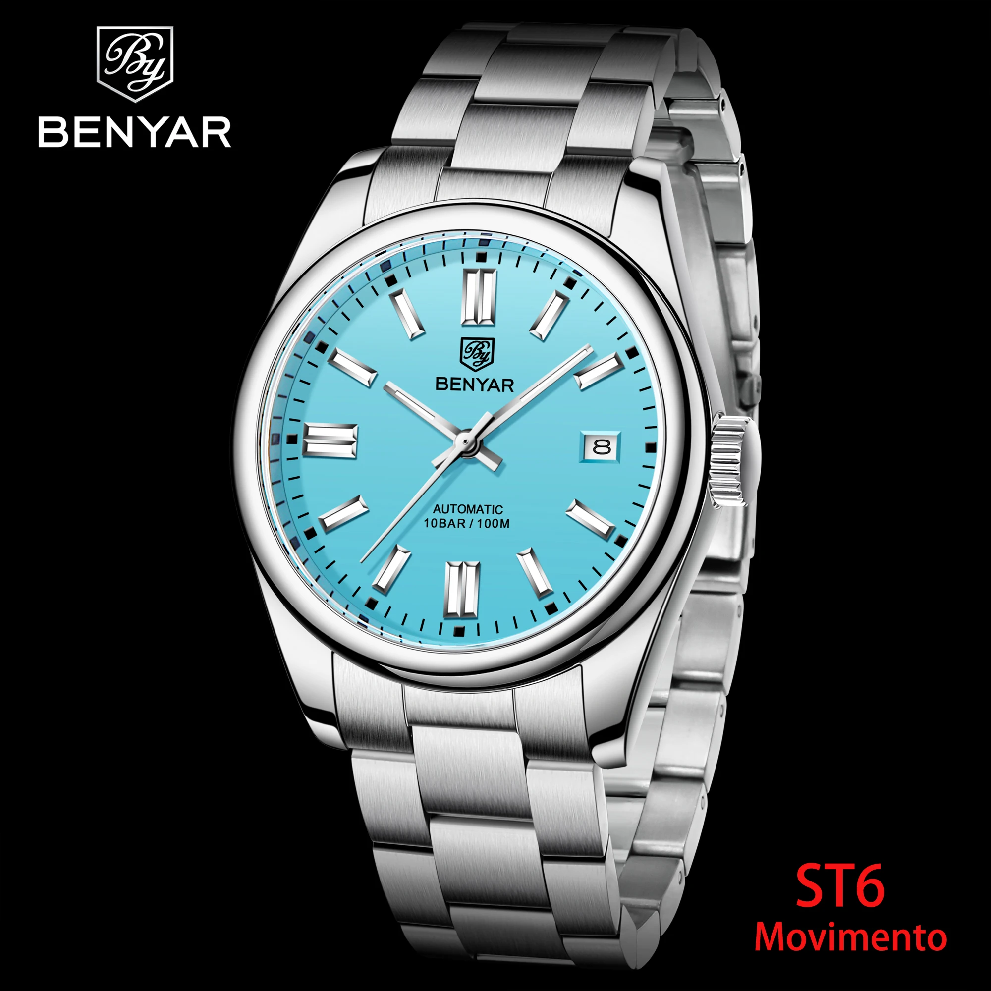 BENYAR Reloj mecánico automático ST6 para Hombre, cronógrafo de acero ...