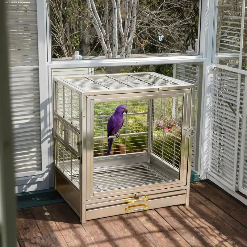 2026 Parrot Breeding 304 Stainless Steel Tempered Glass Bird Pet Cage ...