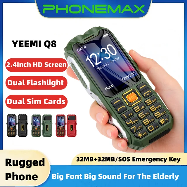 Original GSM 2G Rugged Phone Big Battery Dual Flashlight 2.4inch HD ...
