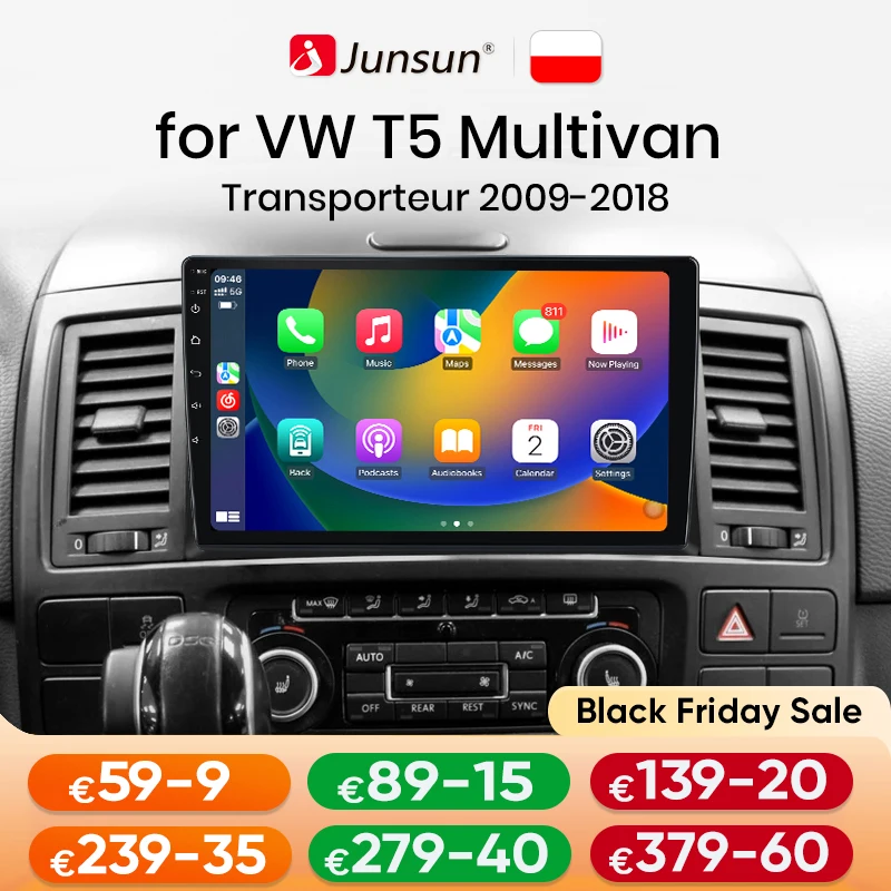 Junsun AI voice Wireless Carplay Android Auto radio For VW Multivan T5 ...