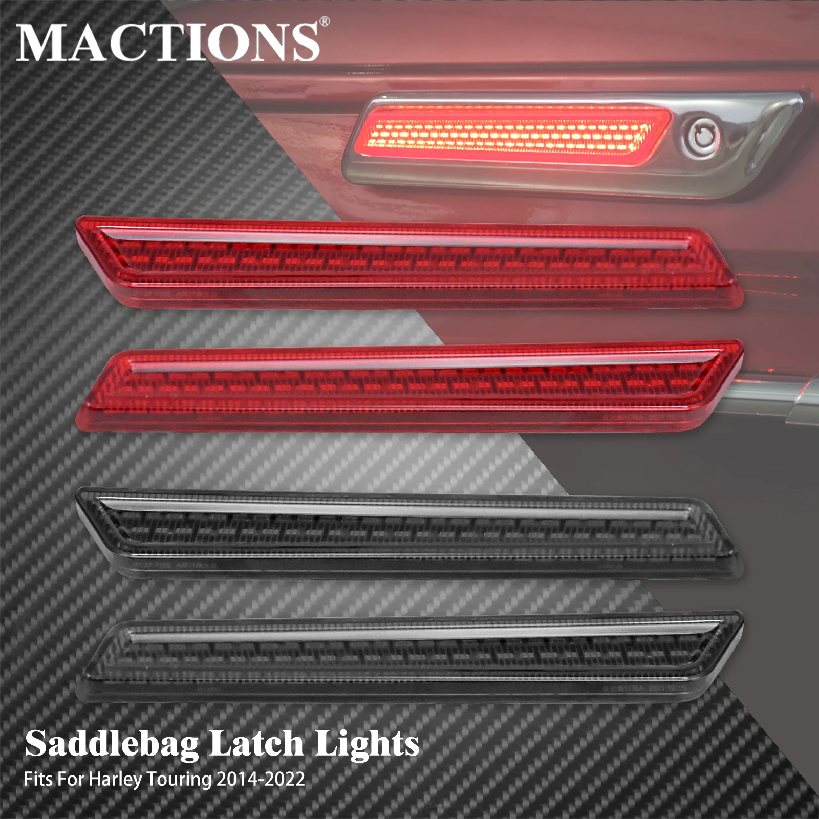 2xMotorcycle-LED-Saddlebag-Latch-Lights-Smoke-Red-For-Harley-Touring ...
