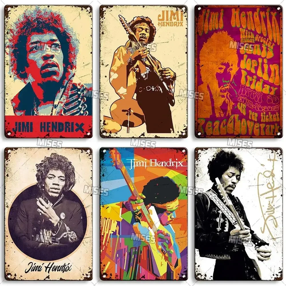 Vintage Jimi Hendrix Guitarist Metal Poster Retro Music Tin Sign Wall ...