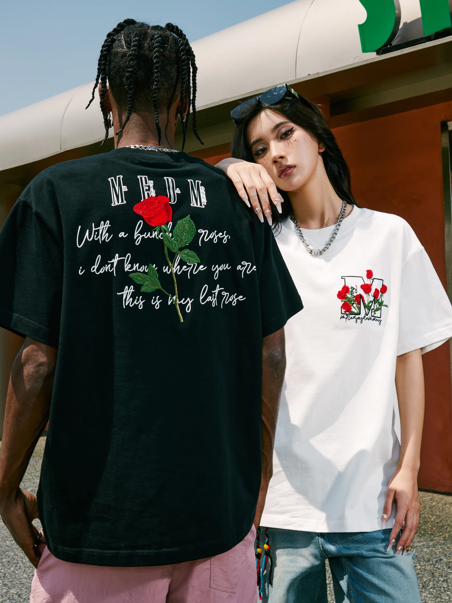 2024-New-T-shirt-three-dimensional-Rose-Theme-Heavy-Short-sleeved-T ...