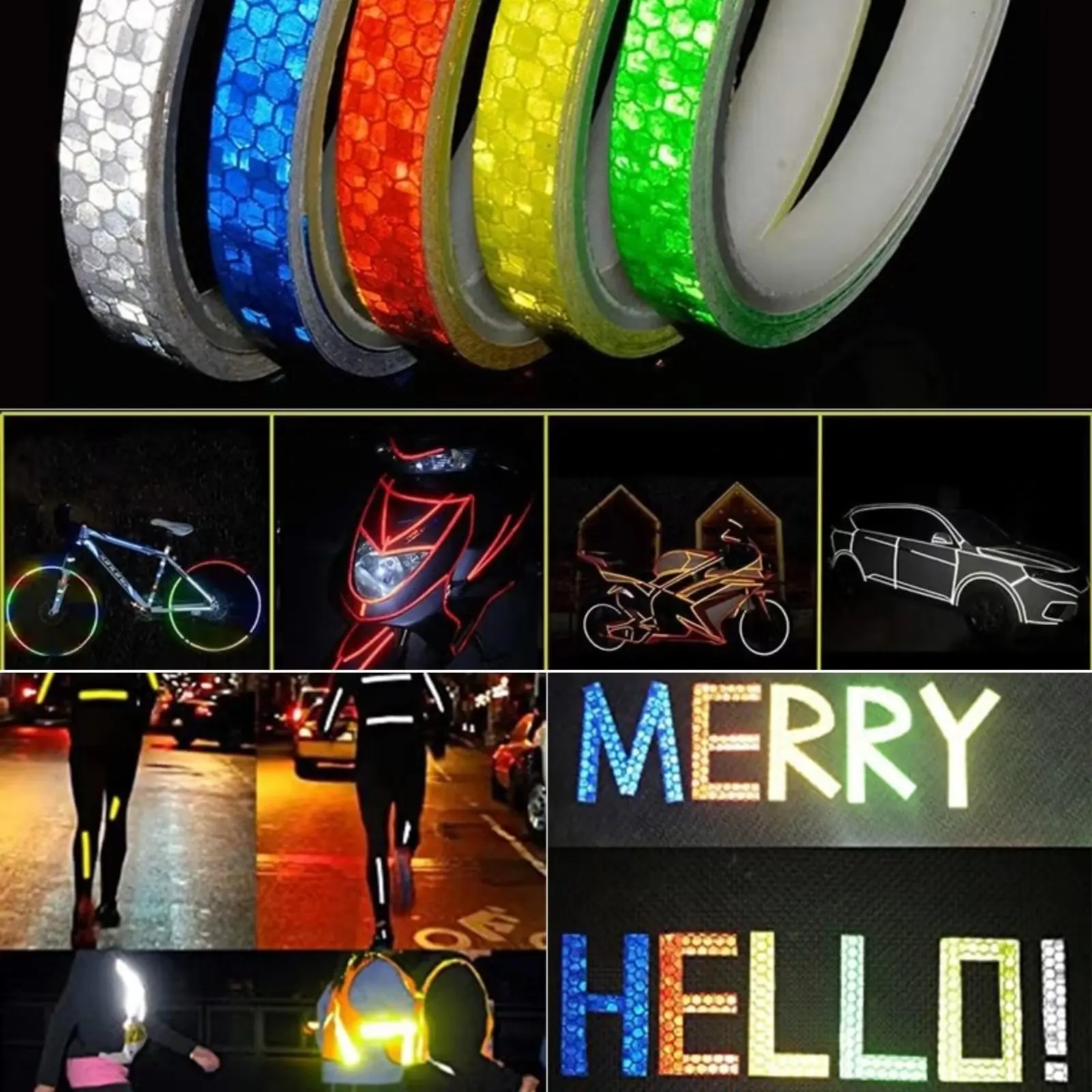 DIY Car Luminous Stickers 8m Reflective Tape Motor Bike Truck Night ...