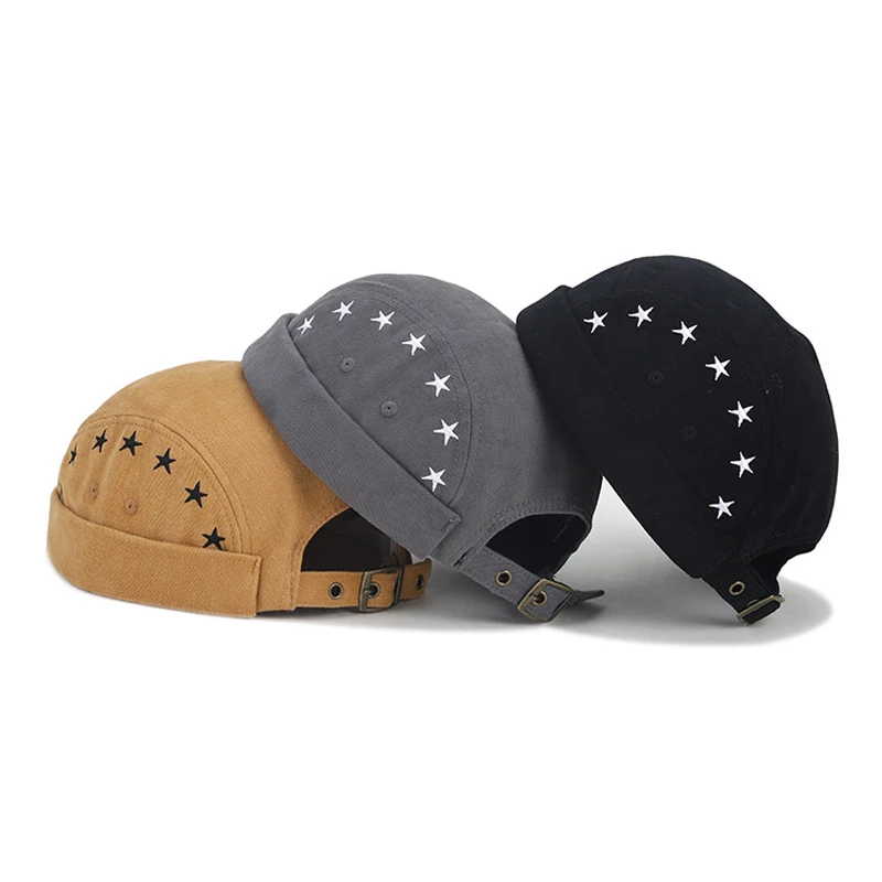 Top-Star-Embroidery-Brimless-Cap-Without-Visor-Docker-Caps-Pattern ...