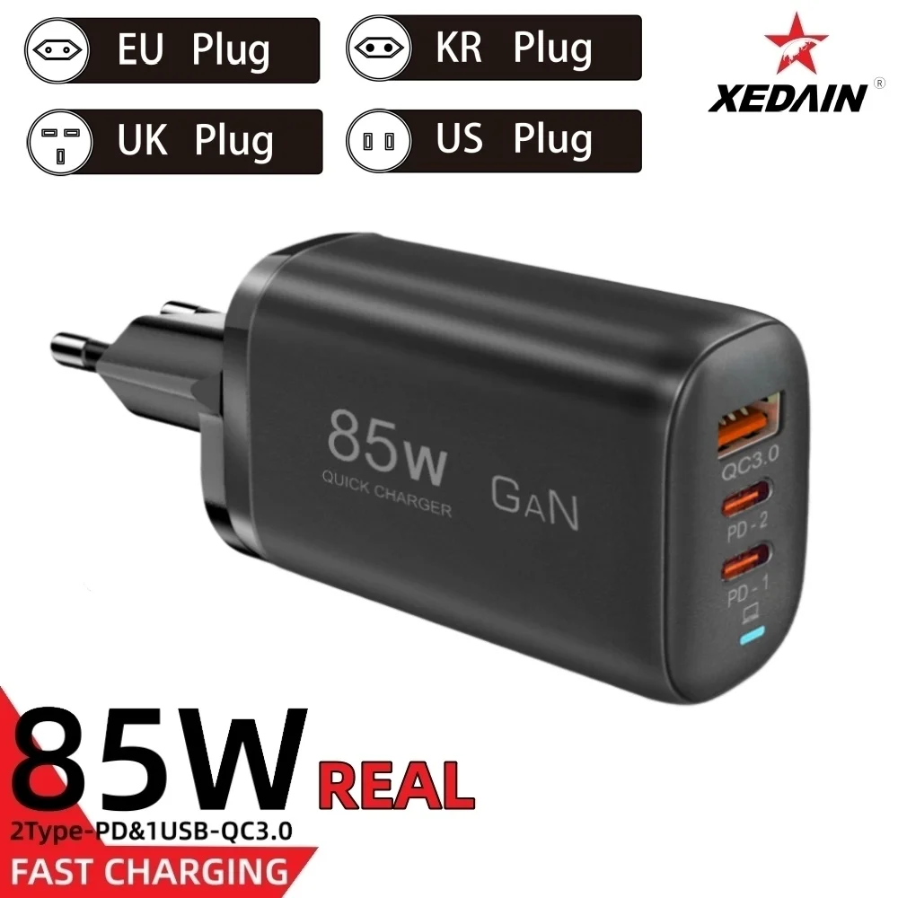 Real-85W-GaN-Quick-Charger-PD-QC-3-0-USB-Type-C-Fast-Charging-Laptop ...