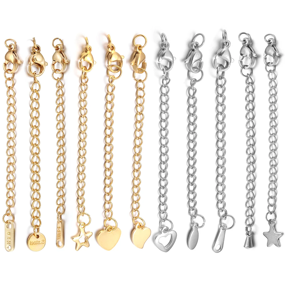 10pcs-Stainless-Steel-Extension-Chains-with-Lobster-Clasps-Connector ...