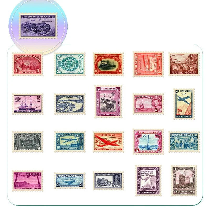 Random 10/20/50pcs Postage Stamp Aesthetic Classical Beauty Deco Paper ...