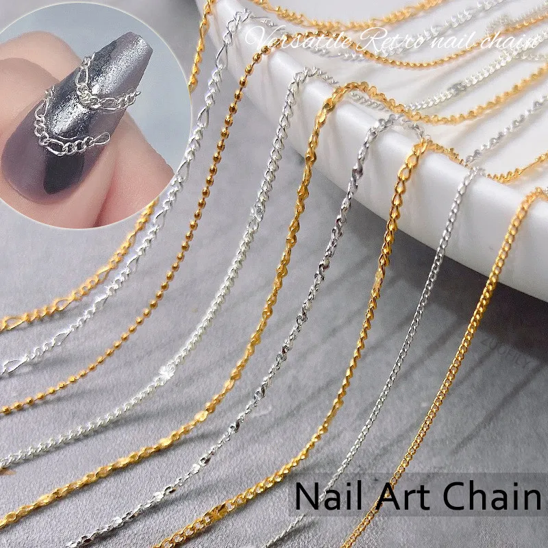 50cm-Nail-Bead-Chain-Gold-Silver-All-Various-Shapes-Chains-Nail-Art ...