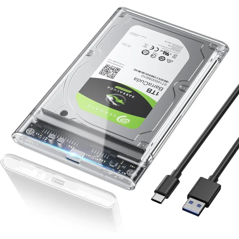 2.5'' External Hard Drive Enclosure, 6Gbps USB C 3.1 Gen 2 to SATA 3 ...