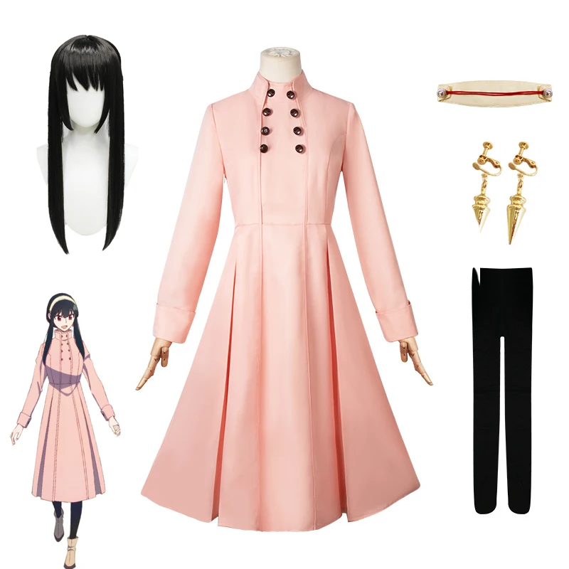 Anime spy x família yor falsificador cosplay trajes rosa trench vestido ...