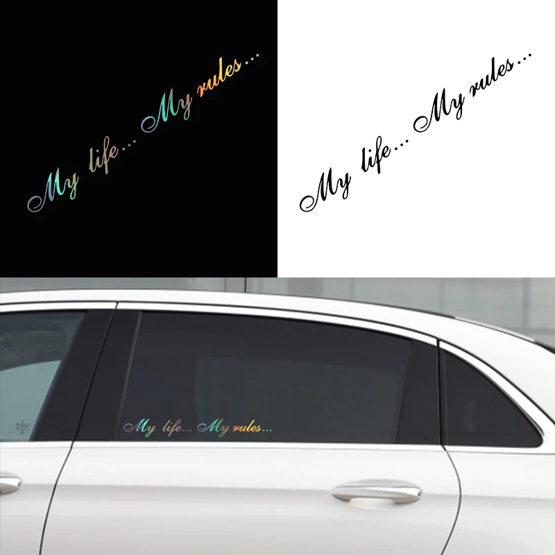 G080-20X2-5CM-My-Life-My-Rules-Car-Decal-Reflective-Laser-3D-Car ...