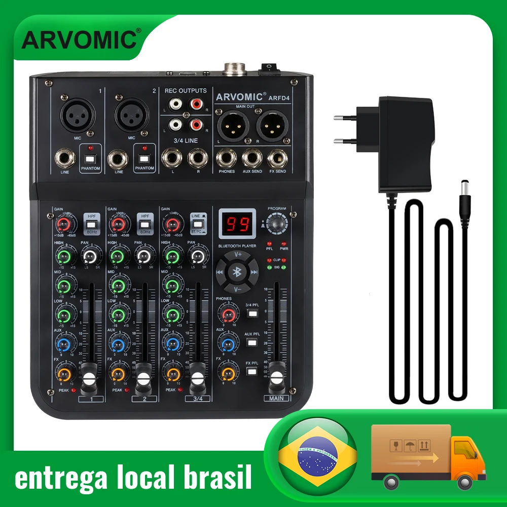 6-Channel-Audio-Mixer-ARVOMIC-DJ-Mixer-with-USB-Audio-Interface ...