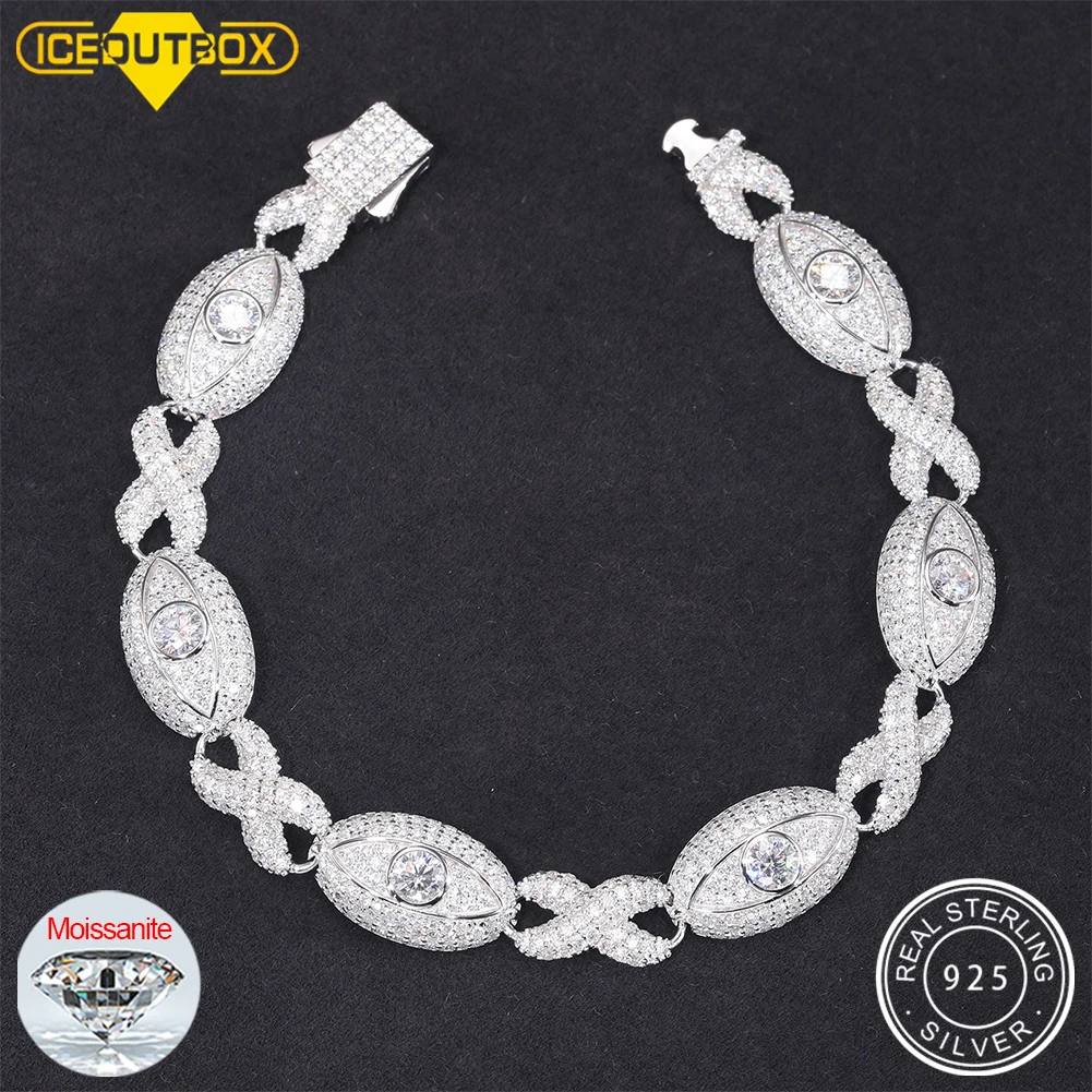 Moissanite-Diamante-Iced-Out-Pulseira-Cruz-para-Homens-e-Mulheres-Mau ...
